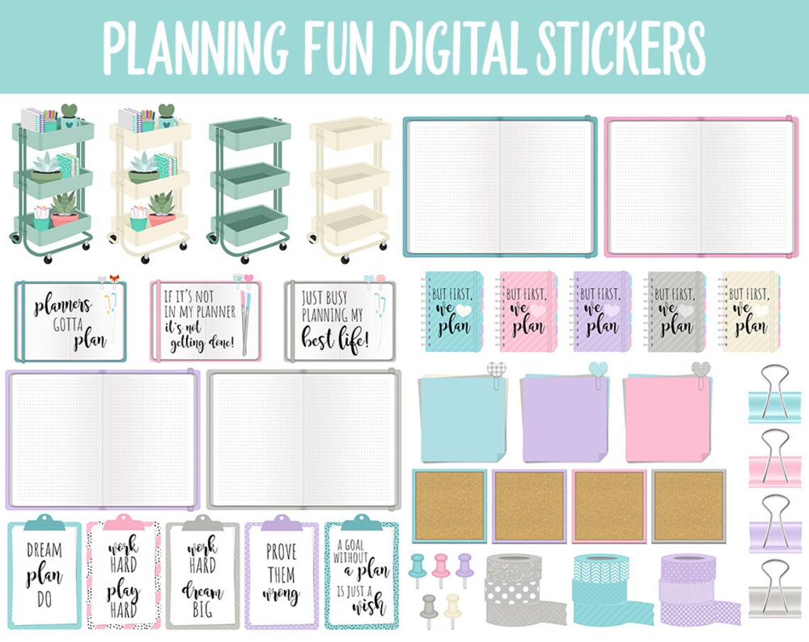 Planning Fun Digital Stickers Goodnotes Ipad and Android - Etsy