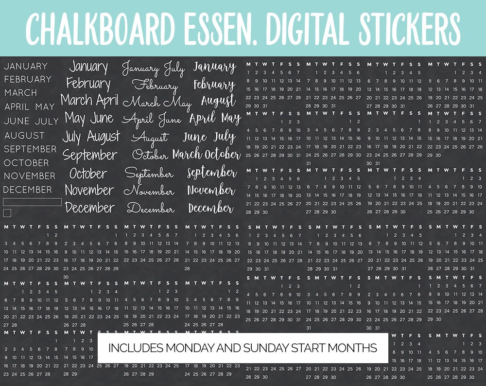 Chalkboard Essentials DIY Mini Calendar & Digital Stickers Kit ...