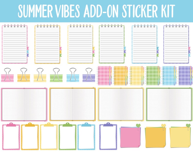 Summer Vibes Add-on Digital Stickers | Goodnotes & iPad | Trackers ...