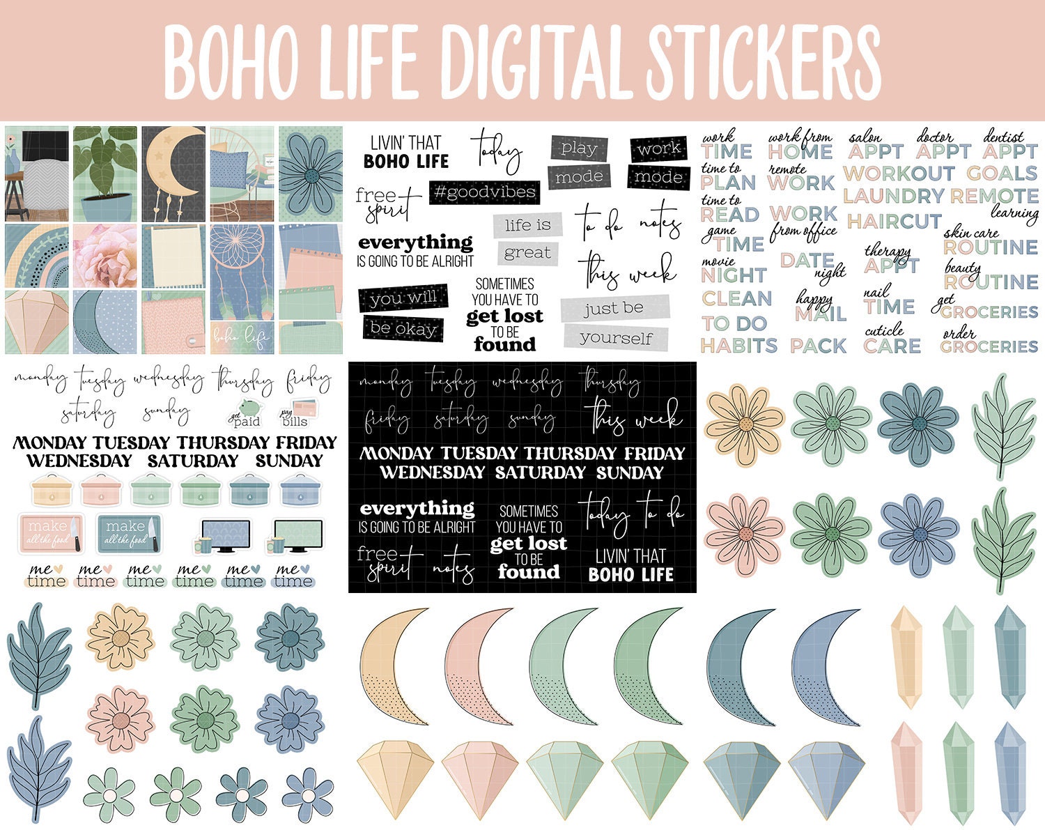 Boho Life Digital Sticker Mega Bundle Goodnotes & Ipad - Etsy