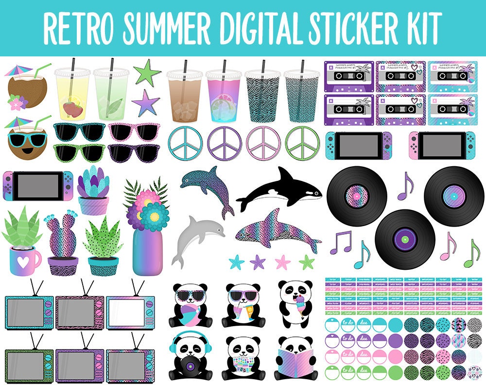 Retro Summer Digital Sticker Mega Bundle Goodnotes & Ipad - Etsy