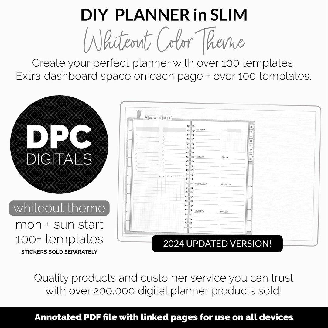 DIY Slim Digital Planner | Whiteout Theme | Goodnotes, iPad & Android ...