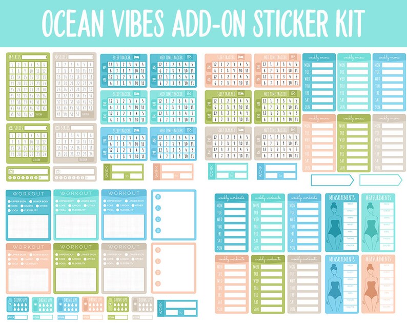 Ocean Vibes Add-on Digital Planner Stickers - Etsy