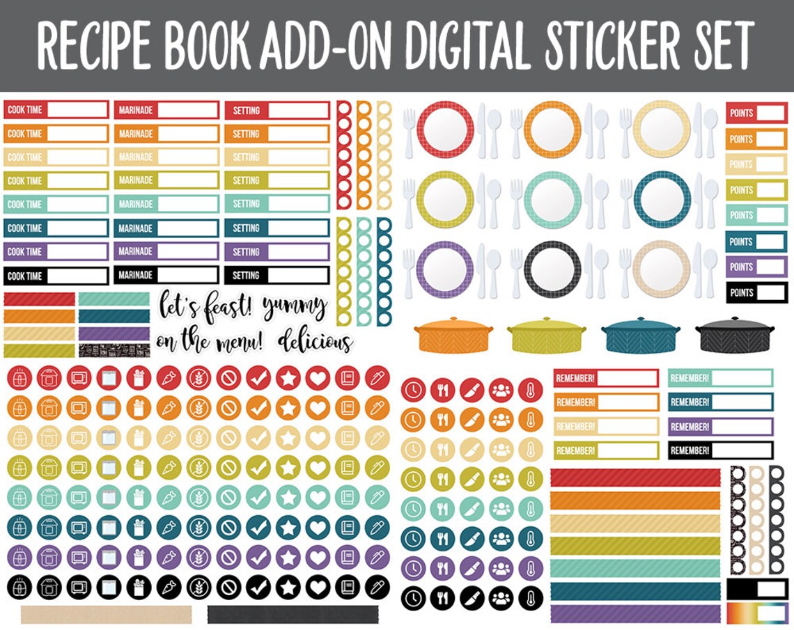 Recipe Book Add-on Digital Planner Stickers | iPad & Android | Cooking ...