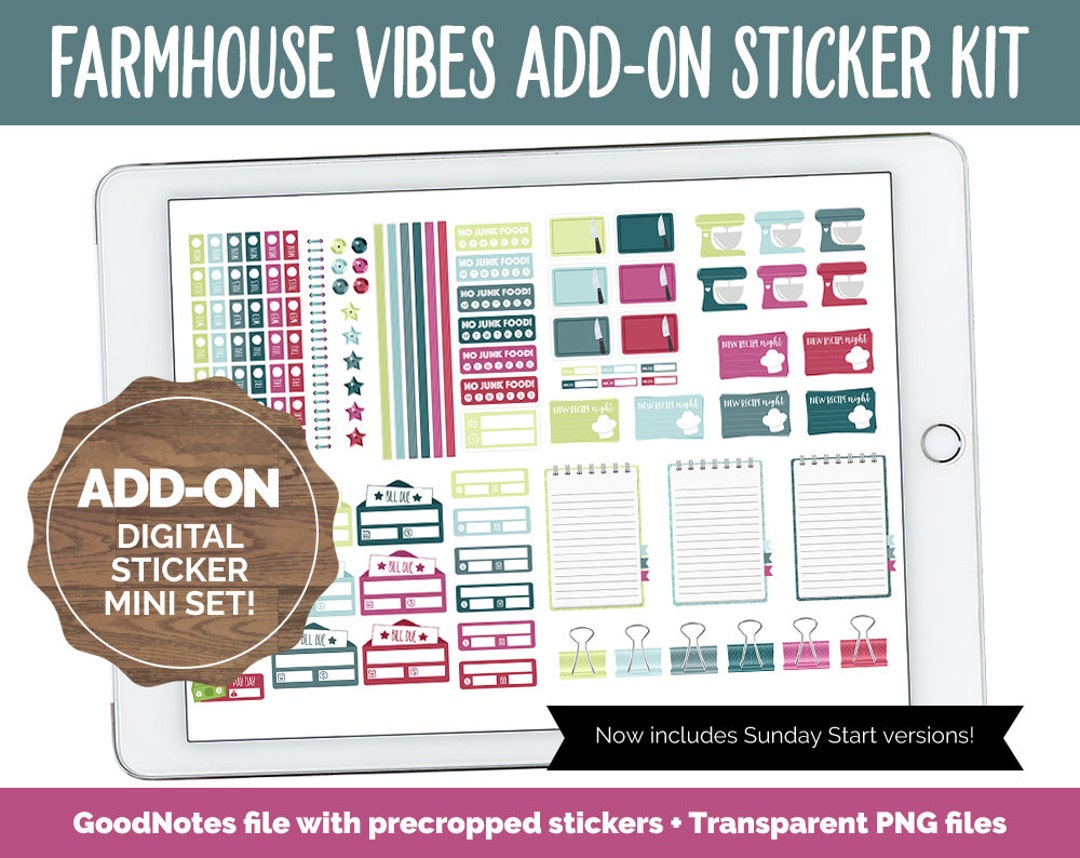 Farmhouse Vibes Add-on Digital Stickers Goodnotes & iPad Trackers ...