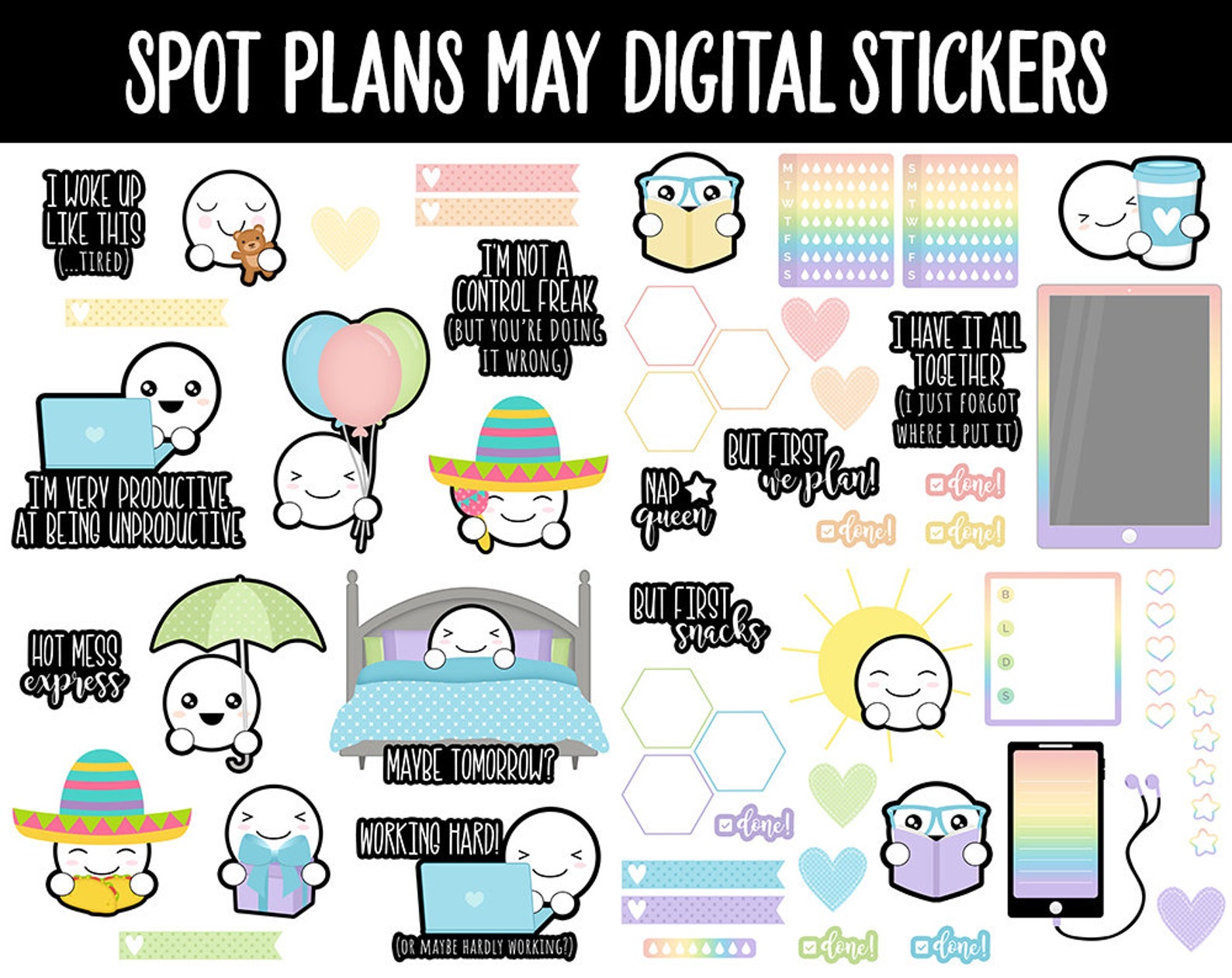 Spot Plans May Digital Stickers Goodnotes Ipad and Android - Etsy