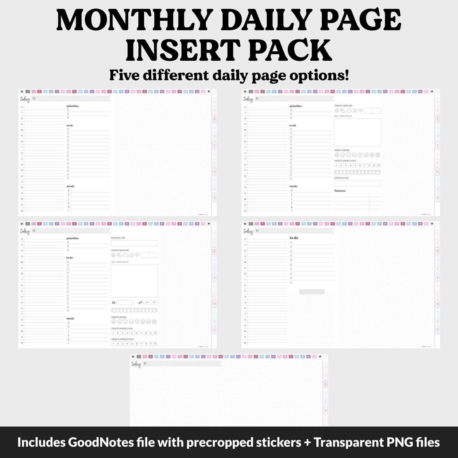 Linked Daily Landscape Digital Planner Insert | Cherish Theme ...