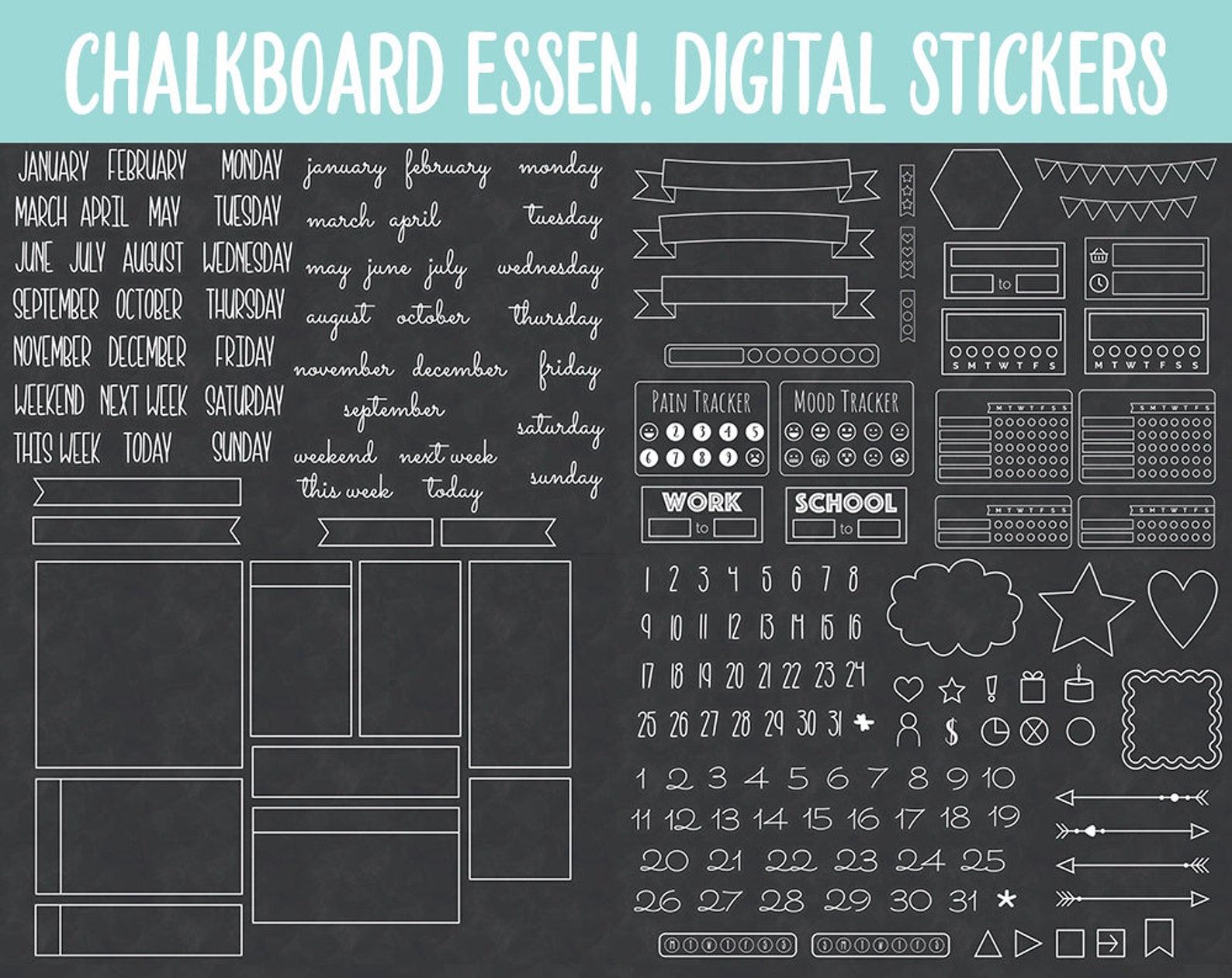 Chalkboard Essentials DIY Mini Calendar & Bullet Journal - Etsy