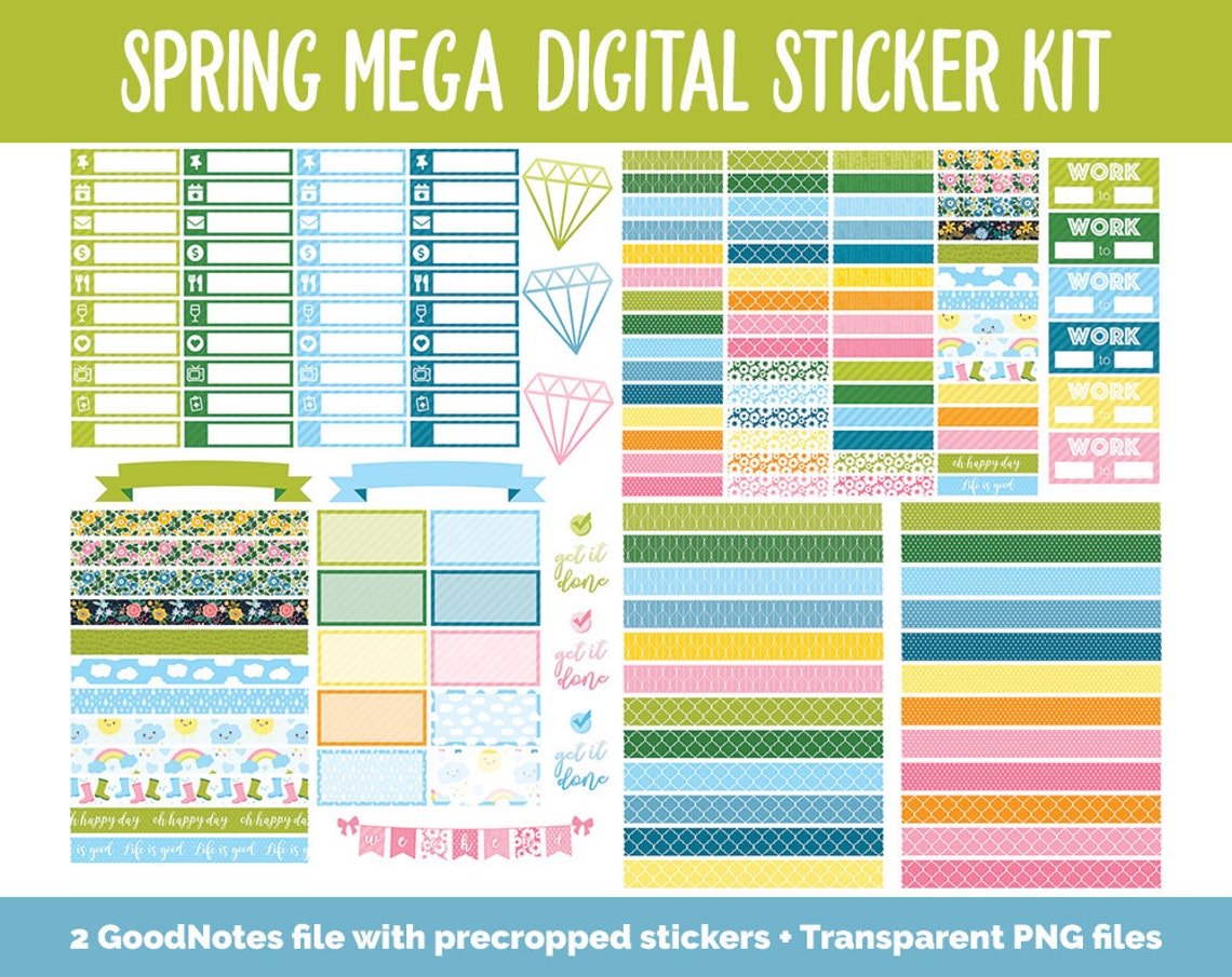 Spring MEGA Digital Sticker Bundle GoodNotes & iPad April | Etsy