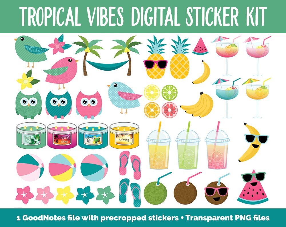 Tropical Vibes Digital Stickers Goodnotes Ipad & Android - Etsy