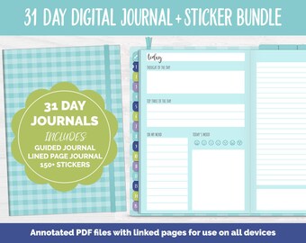 31 Day Digital Journal Sticker Bundle Seaside Goodnotes | Etsy