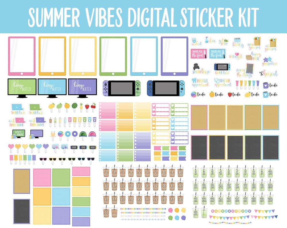 Summer Vibes Digital Sticker Mega Bundle Goodnotes & Ipad - Etsy