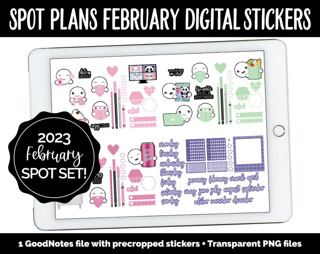 Spot Plans February Digital Stickers | Goodnotes, iPad and Android ...