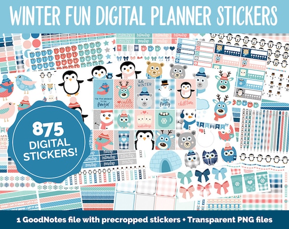 Winter Fun Mega Digital Sticker Bundle Goodnotes & Ipad - Etsy