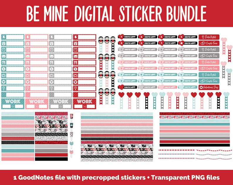 Valentine Mega Digital Sticker Bundle Goodnotes & Ipad - Etsy