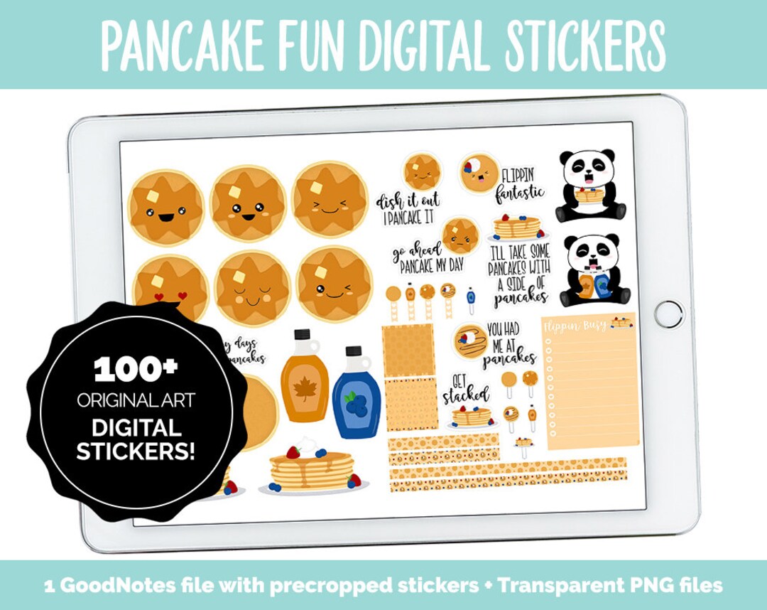 Pancake Fun Digital Stickers | Goodnotes, iPad and Android | Baking ...
