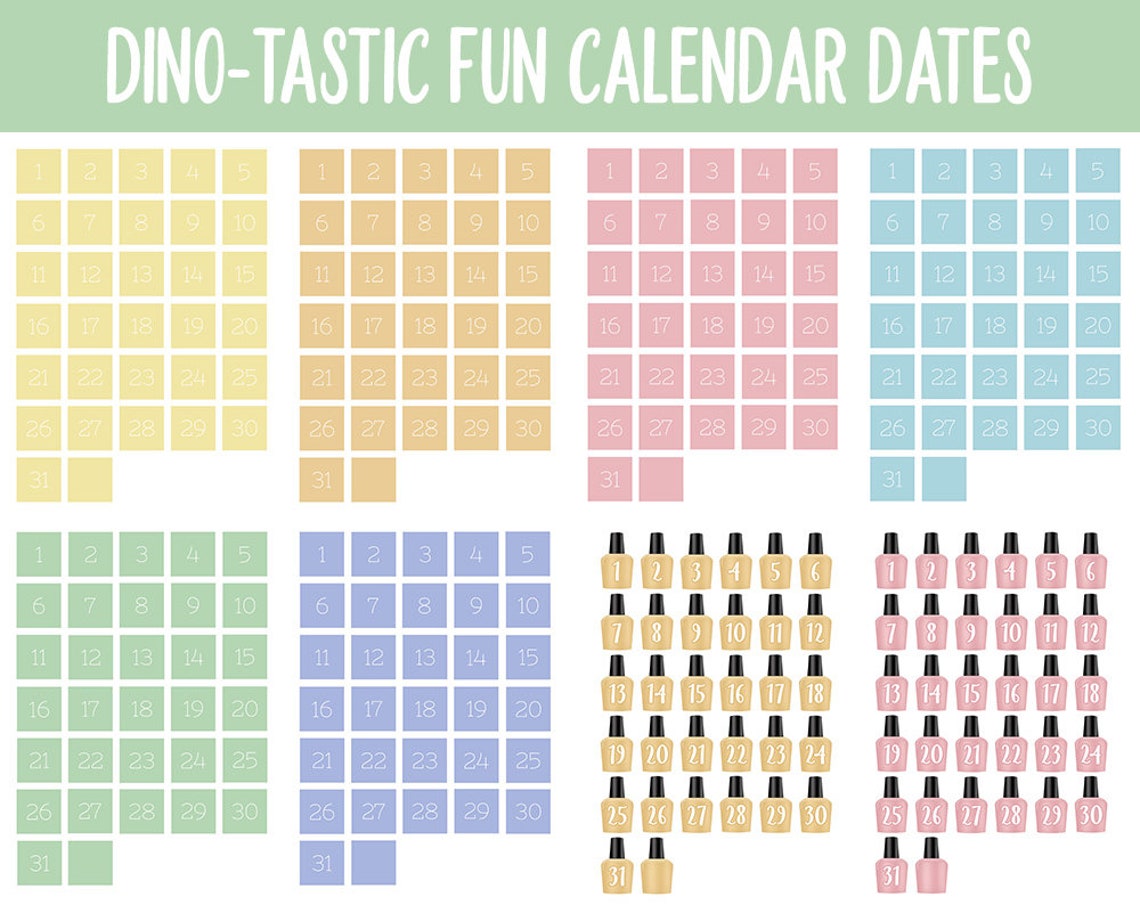 Dino-tastic Fun Calendar Date Digital Stickers Goodnotes - Etsy