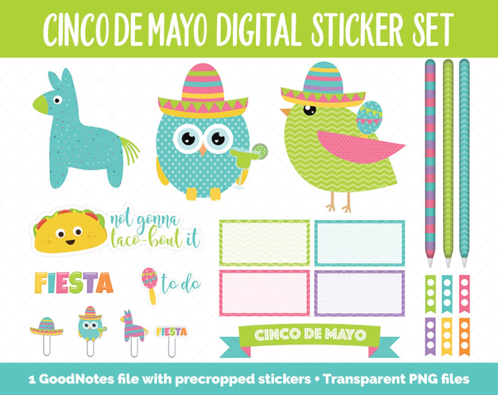 Cinco De Mayo Fiesta Digital Stickers Goodnotes & Ipad | Etsy