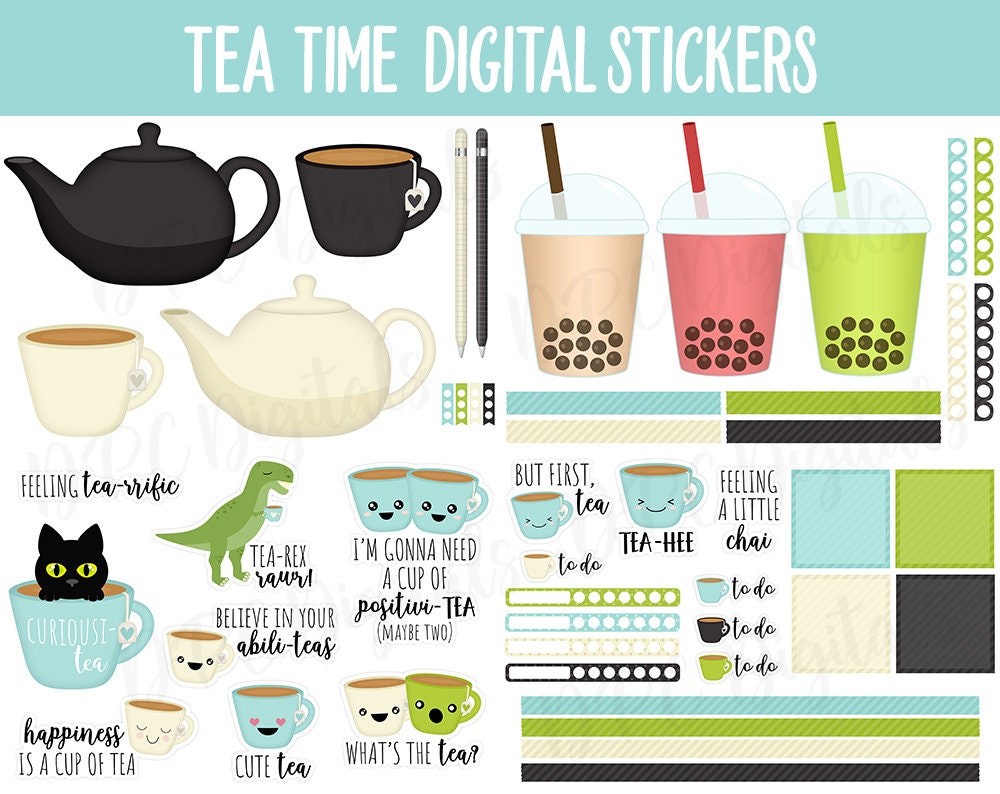 Tea Time Digital Stickers Goodnotes Ipad and Android | Etsy