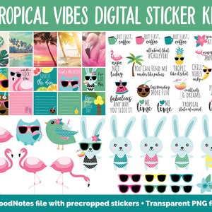 Tropical Vibes Digital Stickers | Goodnotes, iPad & Android | August ...