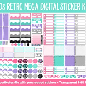 90s Retro Digital Planner Sticker Mega Kit | Goodnotes, iPad and ...