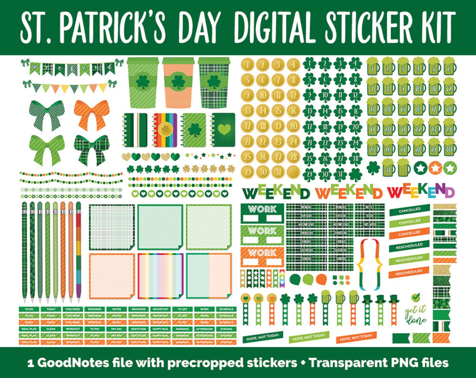 St. Patrick's Day Mega Digital Sticker Bundle Goodnotes - Etsy