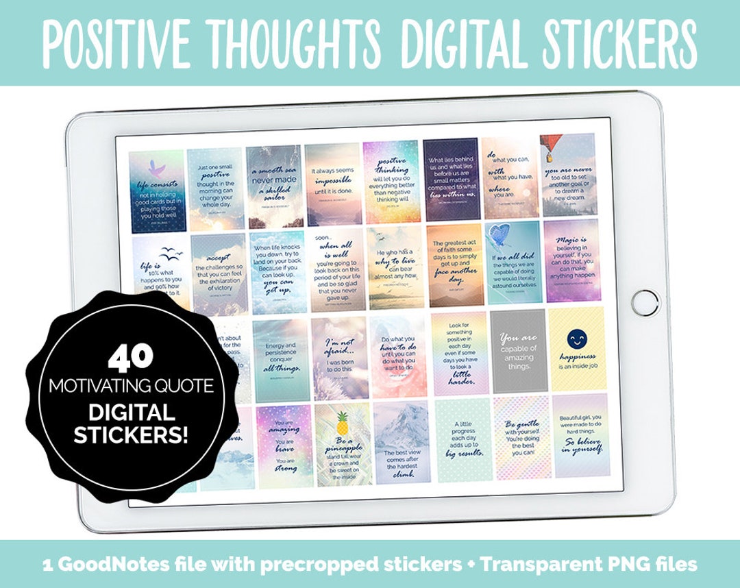Positive Thoughts & Quotes Digital Stickers | Goodnotes, iPad and ...