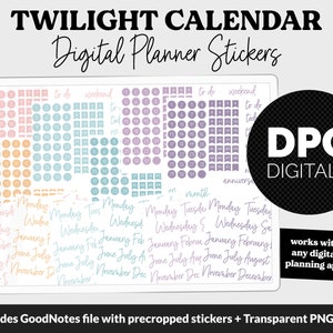 Twilight Calendar Essentials Digital Planner Stickers | Goodnotes, iPad ...