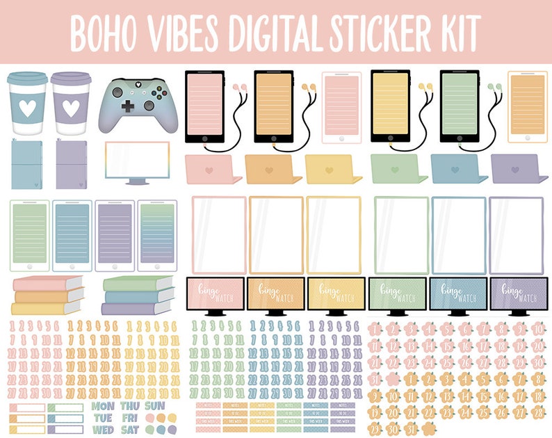 Boho Vibes Digital Sticker Mega Bundle Goodnotes & Ipad - Etsy