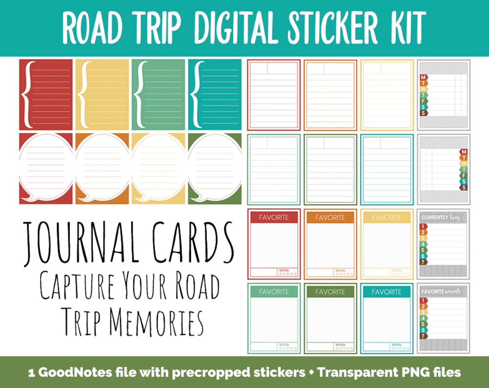 Road Trip Memory Keeping Digital Stickers Goodnotes Ipad - Etsy