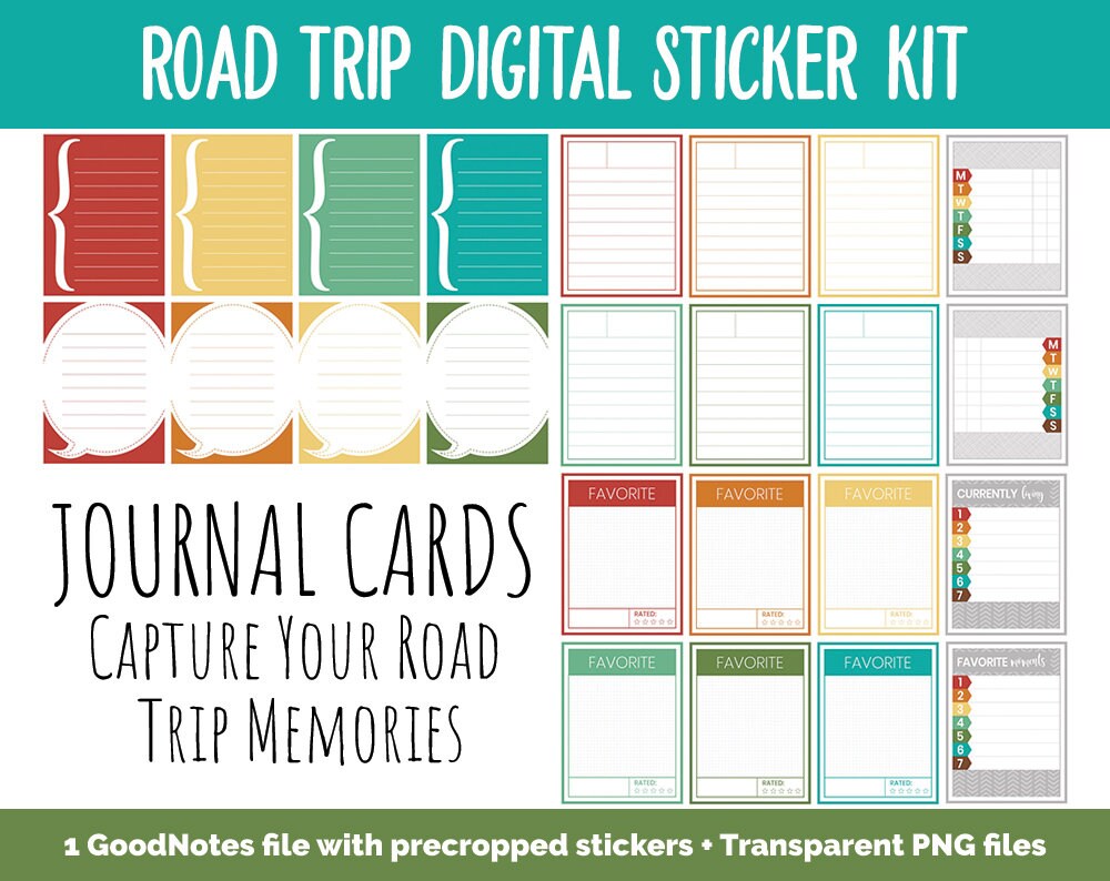 Road Trip Memory Keeping Digital Stickers Goodnotes Ipad - Etsy