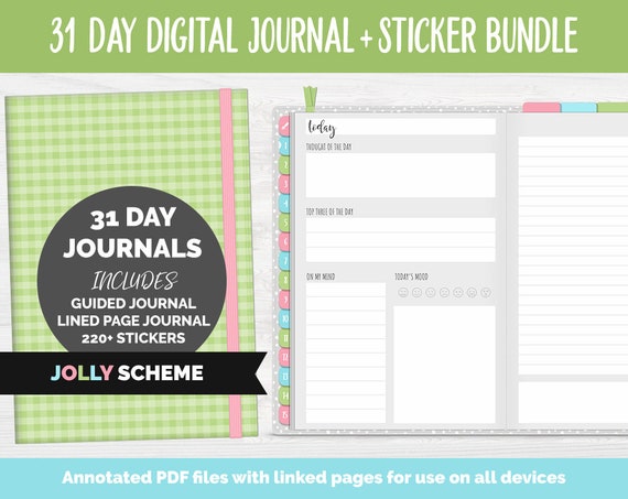 31 Day Digital Journal Sticker Bundle Jolly Theme | Etsy