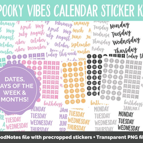 Digital Days of the Week Stickers Colorful - Etsy