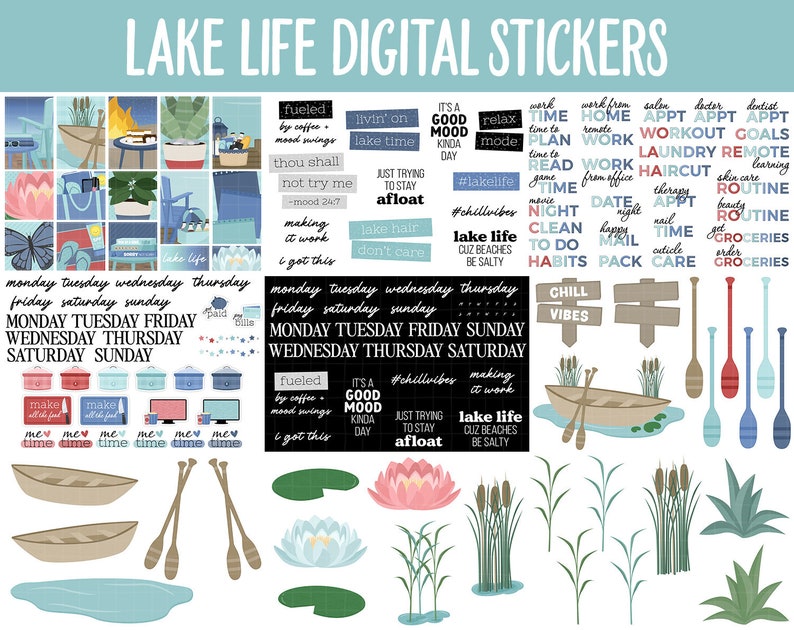 Lake Life Digital Sticker Mega Bundle | iPad & Android | Lakeside Theme ...