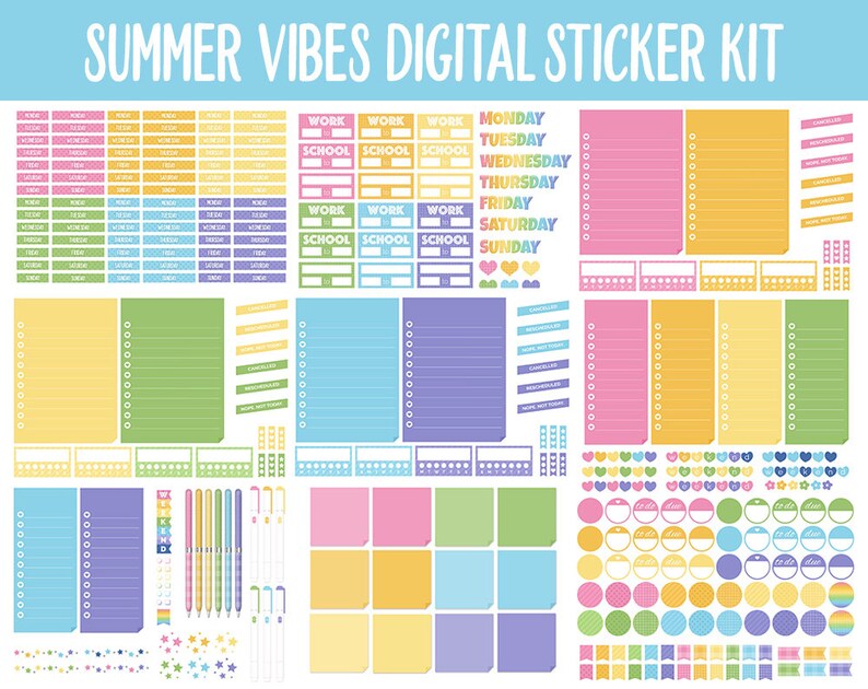 Summer Vibes Digital Sticker Mega Bundle Goodnotes & Ipad - Etsy