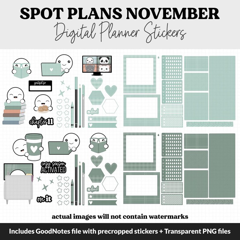 Spot Plans November Digital Stickers | iPad & Android | Hearth Theme - Etsy