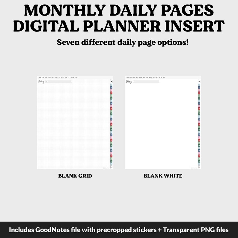 Linked Daily Portrait Digital Planner Insert | Tinsel Theme | Goodnotes ...