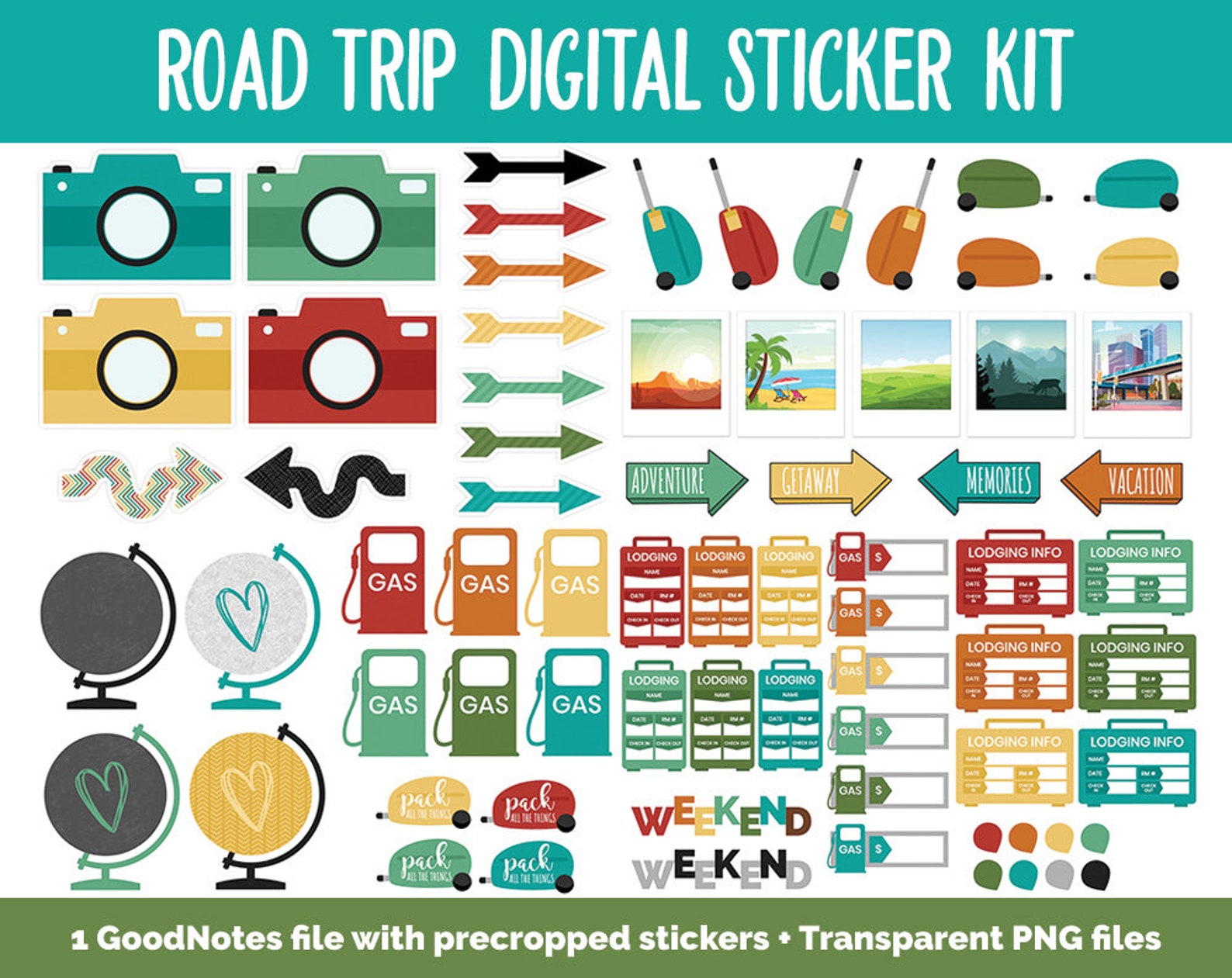 Road Trip Digital Stickers Goodnotes Ipad and Android | Etsy