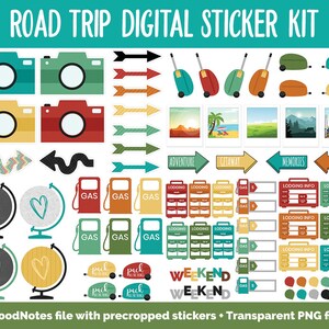 Road Trip Digital Stickers | Goodnotes, iPad and Android | Travel ...