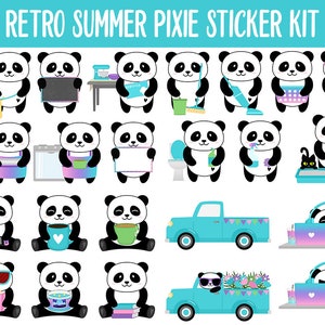 Pixie Panda Retro Summer Digital Planner Stickers | Goodnotes, iPad and ...