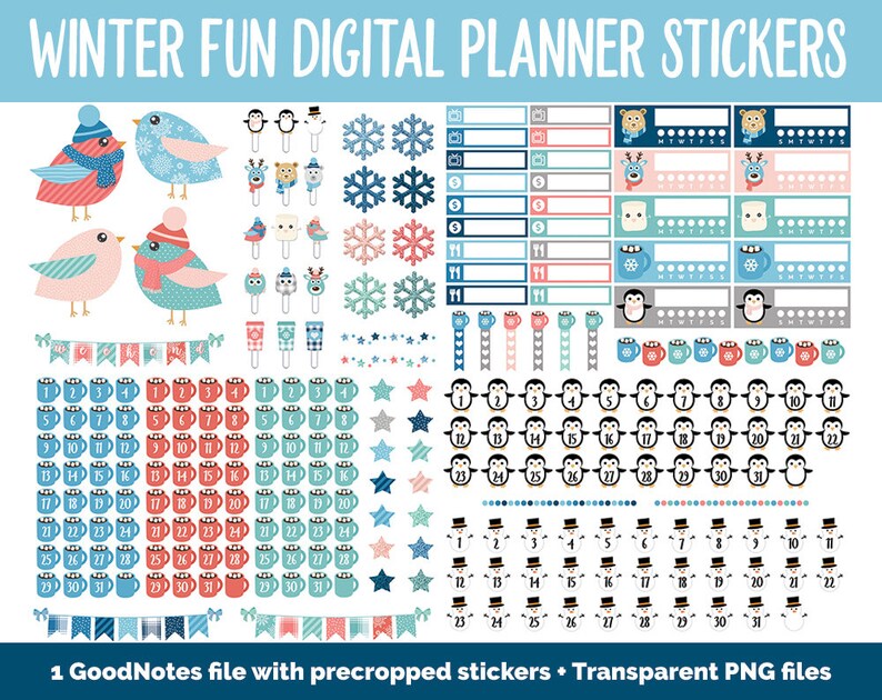 Winter Fun Mega Digital Sticker Bundle - Etsy