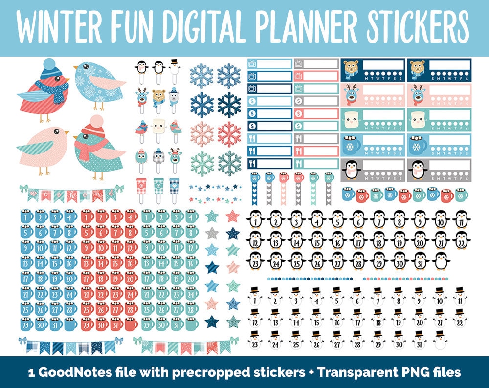 Winter Fun Mega Digital Sticker Bundle Goodnotes & Ipad - Etsy