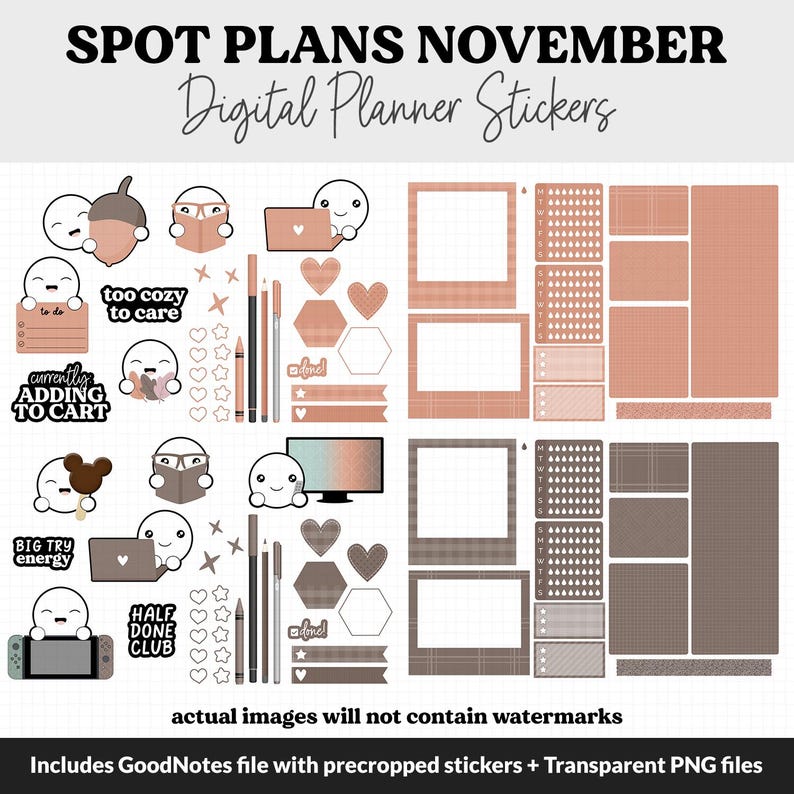 Spot Plans November Digital Stickers | iPad & Android | Hearth Theme - Etsy