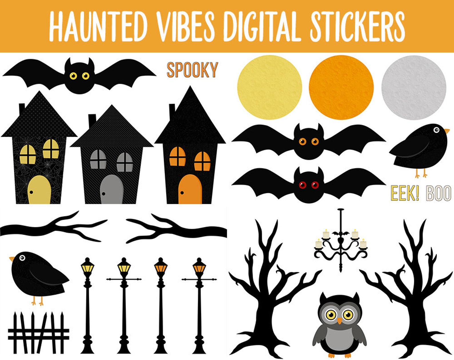 Haunted Vibes Halloween Digital Stickers Goodnotes Ipad and - Etsy