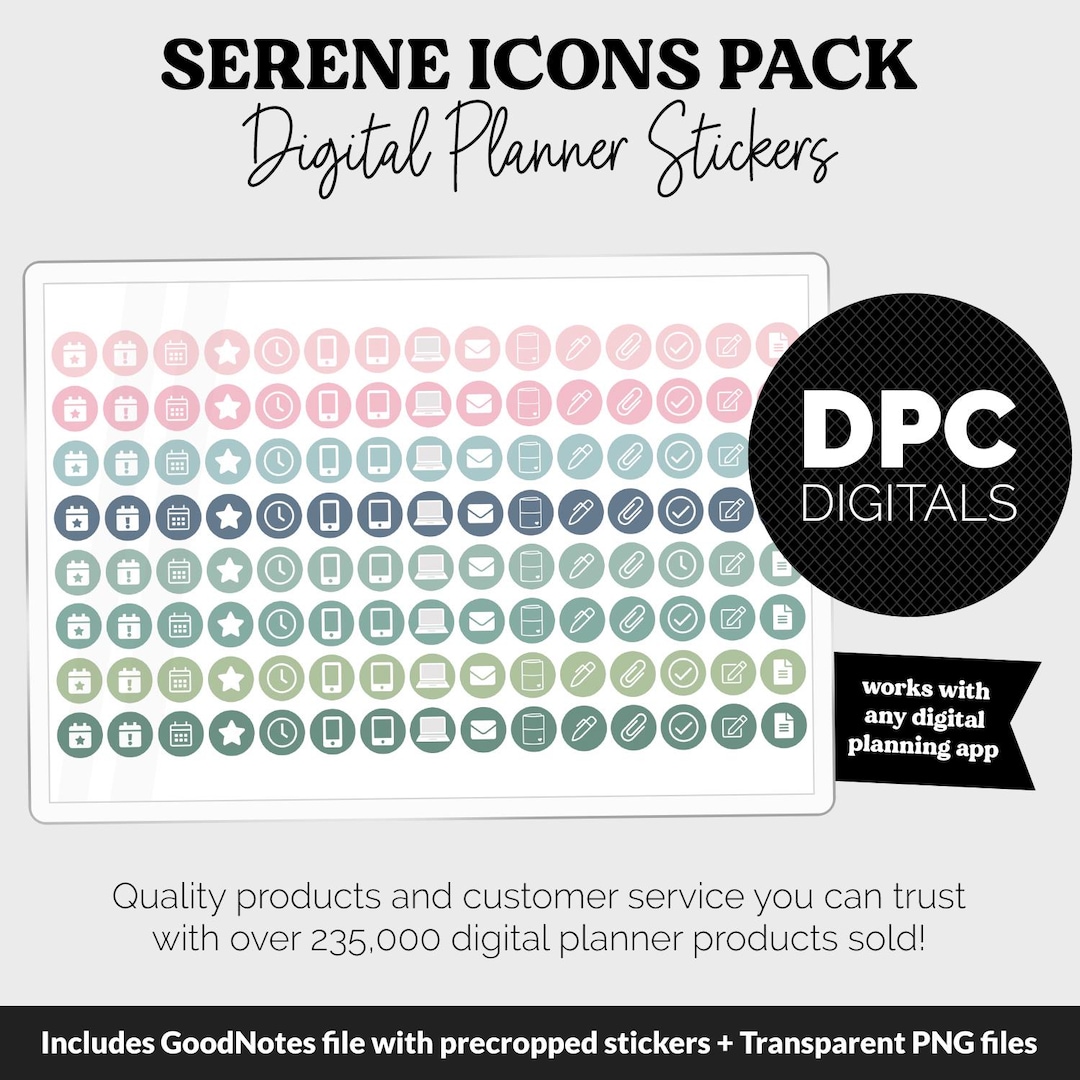 Serene Icons Digital Planner Stickers | Goodnotes, iPad and Android ...