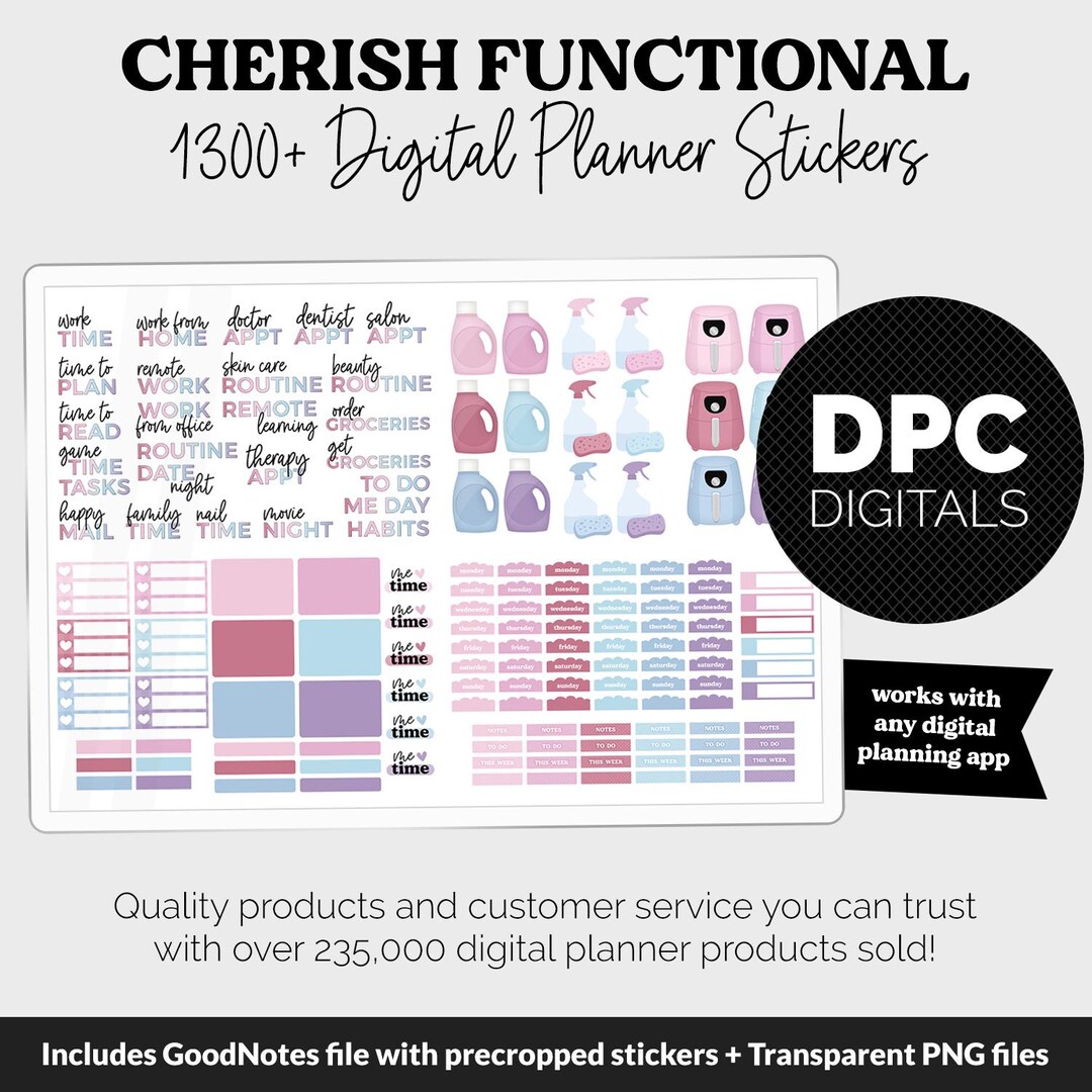 Cherish Functional Digital Sticker Set | iPad & Android | Cherish Theme ...