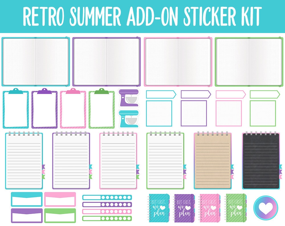 Retro Summer Add-on Digital Planner Stickers Goodnotes Ipad | Etsy