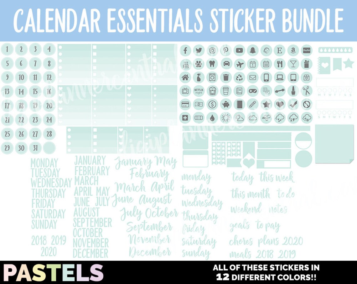 Digital Calendar Numbers MEGA Bundle | Pastels | iPad & Android - Etsy