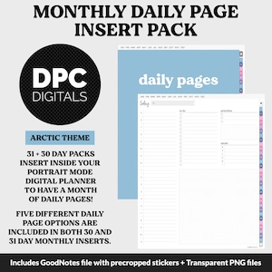 Linked Daily Portrait Digital Planner Insert | Arctic | Goodnotes, iPad ...