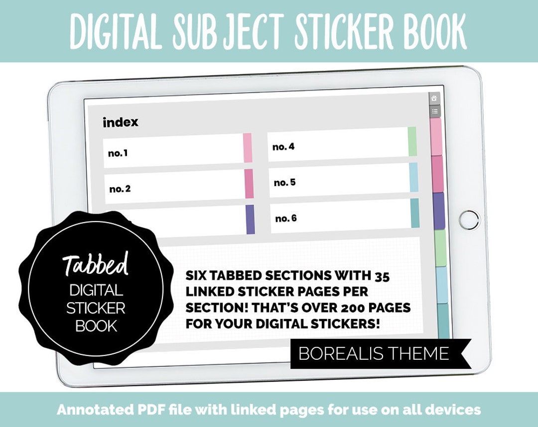 Blank Subject Digital Sticker Books | Borealis Theme | Goodnotes, iPad ...